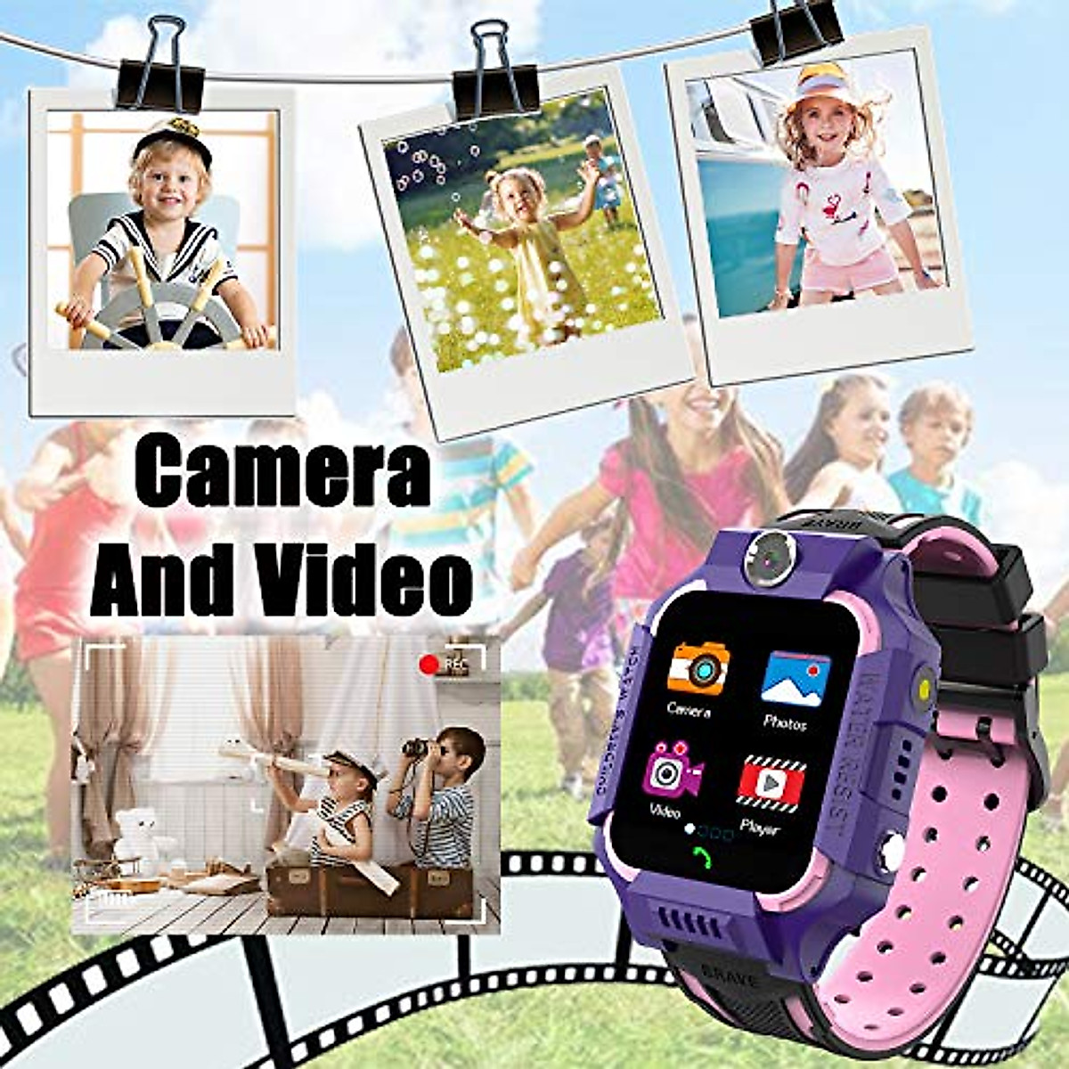 Smart Watch Phone Gift for Kids - Children Smartwatch Boys Girls with SOS Help Need 2G SIM to Call 14 Puzzle Games Music MP3 MP4 Player HD Selfie Camera Calculator Alarms Timer 12/24 H for 4-12