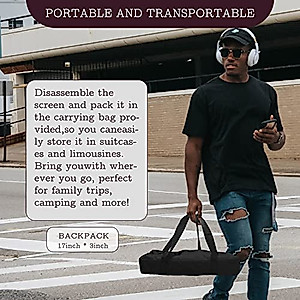 Projector Screen with Stand 80 inch 16:9 HD 4K Indoor Outdoor Projection Screen Portable Projector Screen with Carry Bag for Home Theater Backyard Cinema Travel Foldable Anti Crease