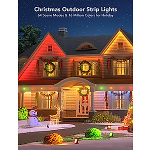 Govee Outdoor LED Strip Lights, 32.8ft RGBIC Outdoor Lights Work with Alexa, IP65 Waterproof Lights Strip, 16 Million Colors with App Control, Music Sync Outdoor Rope Lights for Roof Balcony Garden