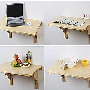 PIBM Stylish Simplicity Shelf Wall Mounted Floating Rack Solid Wood Computer Desk Table Dining Againstfoldable,3 Sizes, Wood , 100x50x29cm