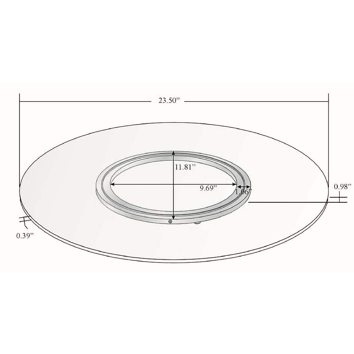 MILAN Glass Lazy Susan, 24", Clear