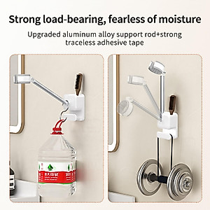 Generic Lazy Hair Dryer Bracket Hands-Free Hair Dryer Holder Adjustable, Bathroom Wall Mount Blow Dryer Holder with Cable Hanger, Firmly Installed on The Wall or Mirror Easy Installation White