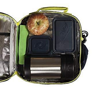 Bentology Lunch Bag and Box Set for Boys, 9 Pieces Total - Kids Insulated Lunchbox Tote, Bento Box, 5 Containers and Ice Pack - Midnight