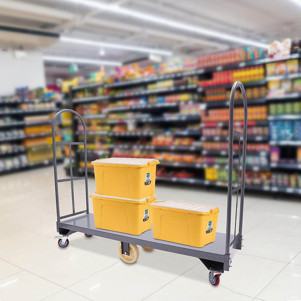 YIYIONCE U-Boat Cart 2000LBS Heavy-Duty Platform Truck Narrow Storage Cart Steel U-Boat Platform Truck Dolly with 6 Casters Industrial Hand Trucks for Warehouse | US Stock (51" L x 16" W x 65" H)