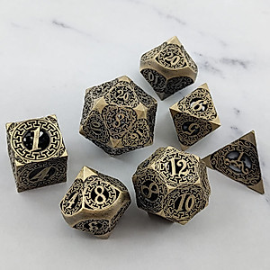 DND Dice Set Dungeons and Dragons Dice Gifts RPG D&D Metal Polyhedral Dice Set Games Role Playing MTG Shadowrun Pathfinder Dice D4 D6 D8 D10 D12 D20 Dice, Ancient Bronze