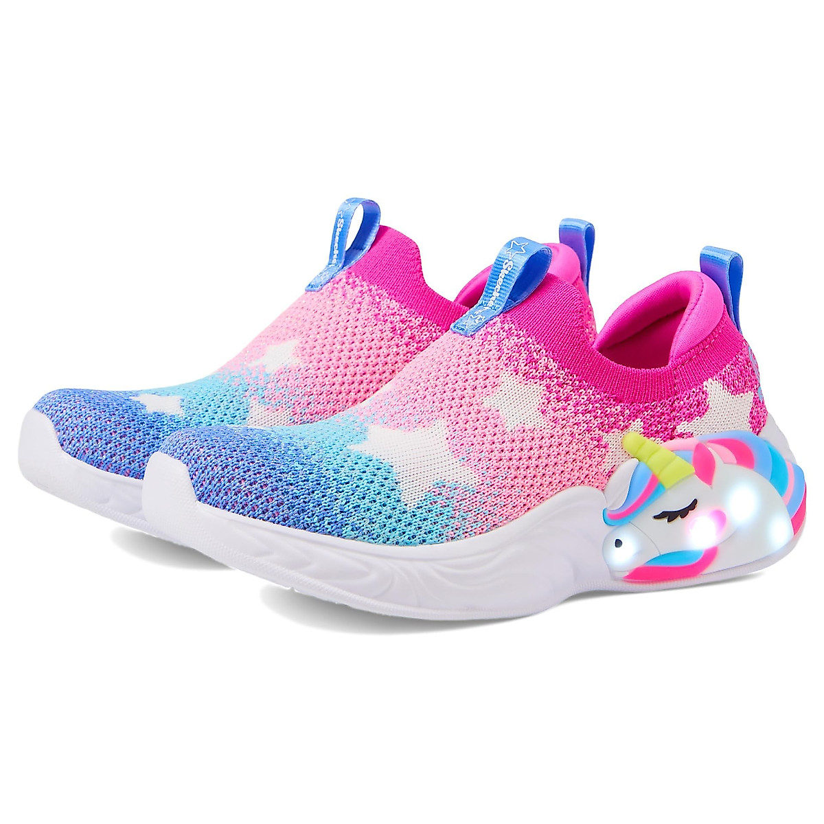 Skechers Kids Unicorn Dreams-Sherbert STA Sneaker, Hot Pink/Multi, 3 US Unisex Little Kid