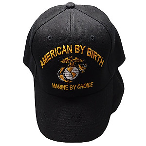 Trade Winds American by Birth Marine by Choice Black Acrylic Adjustable Embroidered Baseball Hat Cap - Officially Licensed