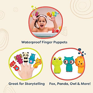 B. toys B. – 10 Finger Puppets – Animal Finger Puppets – Fox, Panda, Hippo, Giraffe, Dog – Lion, Cat, Frog, Elephant, Owl – 10 Months + – Pinky Pals Crew