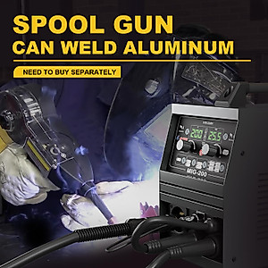 GZ GUOZHI 200A MIG Welder, 6 in 1 Stick Welder/Gas MIG/Gasless Flux Core MIG/Lift TIG/Spot welding/Spool Gun Multi-Process, 110V/220V Welding Machine with Dual LCD Digital Display (US Connector)