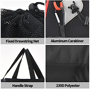 Travel Laundry Bags, 2Pcs JHX Foldable Dirty Clothes Bag 【Upgraded】 with Fixed Drawstring Net, Handles and Carabiner, Portable Laundry Bags for Travel and Fitness (Dark-Black) 30"H x 21"W