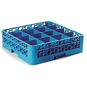 CFS OptiClean 16-Compartment Glass Rack with Extender for Commercial Dishwashers, Plastic, Carlisle Blue