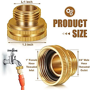 Solid Brass Garden Hose Adapter, 3/4'' GHT Garden Hose Male x 1'' NPT Female Connector, 1 Inch Male Garden Hose Thread to 1.3 Inch Pipe Fittings Thread, with Rubber Gasket and Sealant Tape