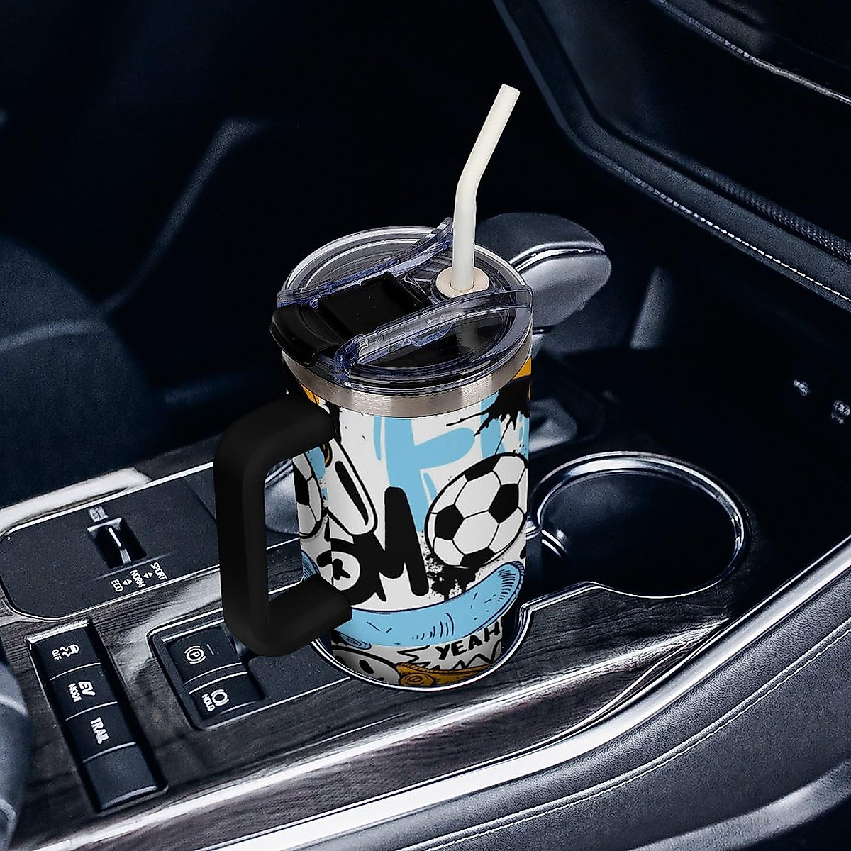 Niapessel Leak Proof Tumbler, Insulated Water Bottles with Straw, Skateboards And Graffiti Words Insulated Cup with Handle 40 Oz Stainless Steel Flask for School, Travel, Car, Sports, Work