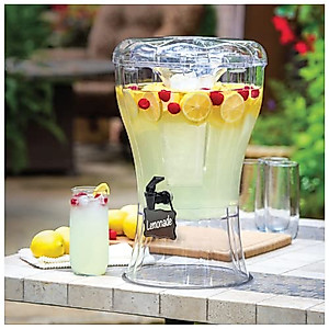 Buddeez 3.5 Gallon Beverage Dispenser - Clear Drink Dispenser, 3.5 Gallon Plastic Beverage Dispenser comes with Stand, Spigot, Ice Cone, Large Punch Dispenser for Parties (Bonus Chalkboard ID Tag)