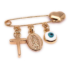 LESLIE BOULES Gold Plated Brooch Pin for New Born Charm Religious Jewelry