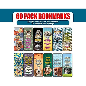Creanoso Dog Lover Quotes Bookmarks (10 Sets x 6 Cards) – Daily Inspirational Card Set – Interesting Book Page Clippers – Great Gifts for Kids and Teens