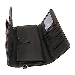 Concealed Carry Hobo Double Flat Strap Purse Wings Buckle with Matching Wallet (Dark Brown)