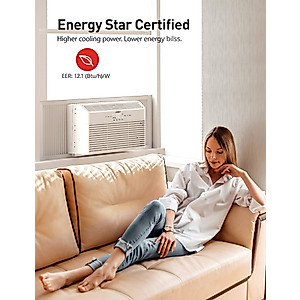 Window Air Conditioner, 8,000 BTU AC Unit for Room Window-Mounted AC with 4 Fan Speeds 5 Modes 24-Hour On/Off Timer Quiet Sleep Mode Remote Control AC Cooler up to 350 sq. ft