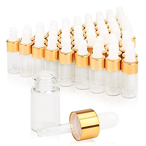 Pinklife 50 Pakcs Essential Oil Dropper Bottles 3ml Small Clear Glass Dropper Bottles Perfume Cosmetic Sample Vials Glass Eye Dropper Bottles,free 3ml dropper
