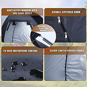 AXABING Outdoor Bike Storage Shed Tent, Portable Bicycle Motorcycle Storage Shed with Spare Pole and Rain strip for 2 Bikes, PU4000 Waterproof Silver Coated Oxford Bike Cover, Foldable Bicycle Shelter