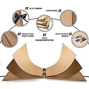 Scrapbook Photo Album (8 x 8 inch) - 60 Pages Photo Scrap Memory Book - Thick Kraft Paper Scrapbooking & Stamping Supplies with Corner Protectors, Ribbon Closure Suitable for Wedding,Travel,Graduation