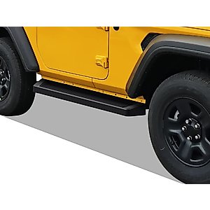APS Running Boards (Nerf Bars Side Steps Bars) Compatible with Jeep Wrangler JL 2018-2024 2-Door (Factory sidesteps or Rock Rails Have to be Removed) (Black Powder Coated Running Board Style)