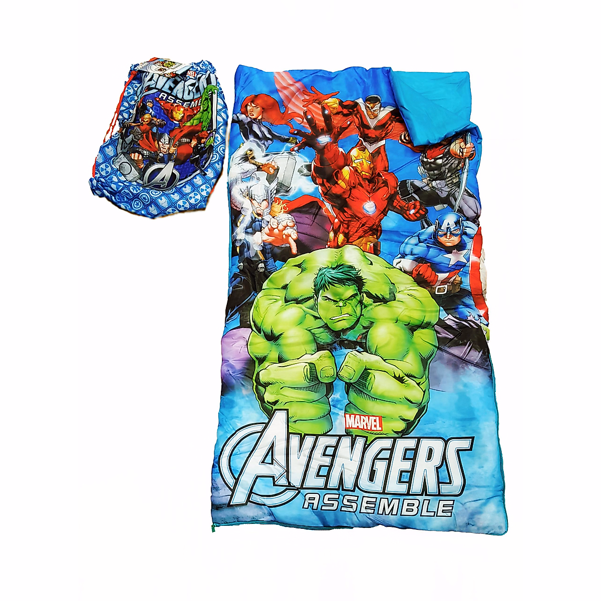 LDD Home Sleeping Bag Zippered, Nap Mat for Sleepover Overnight Travel Slumber Bag, Avengers, 100% Soft Microfiber 30 in x 54 in