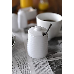 Tablecraft Pulito Collection 5.5 oz Sugar Jar with Lid, Melamine, Textured Finish, 4.5"