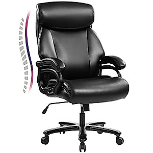 Big and Tall 400LBS Bonded Leather Office Chair - Adjustable Tilt Angle and Heavy Duty Metal Base High Back Large Thick Padded Ergonomic Executive Desk Computer Swivel Chair (Black-2)