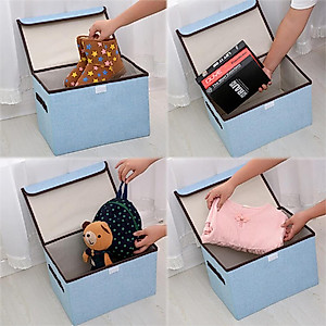 Vmotor Storage Bins, Foldable Storage Box Cube Chest with Lids and Handles Fabric Storage Basket Bin Organizer Collapsible Drawers Containers for Nursery, Closet, Bedroom, Home(Orange,2 Pack)