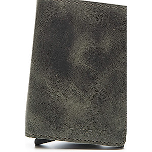 SECRID - Slim Wallet Genuine Vintage Leather RFID Safe Card Case for max 12 Cards (Olive-Black)
