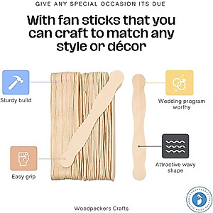 Wooden 8" Fan Handles, Wedding Programs, or Paint Mixing, Pack 100, Jumbo Craft Popsicle Sticks for Auction Bid Paddles, Wooden Wavy Flat Stems for Any DIY Crafting Supplies Kit, by Woodpeckers