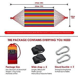 Gold Armour Hammock, Brazilian Style Hammock with Tree Straps for Hanging Durable Hammock, Portable Single Double Hammock for Camping Outdoor Indoor Patio Backyard (Rainbow)