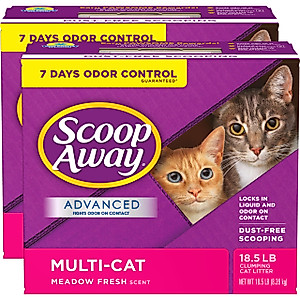 Scoop Away Advanced Multi-Cat Clumping Cat Litter, Meadow Fresh Scent, Pack of 2, 18.5 Pounds (Package May Vary)
