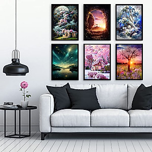 Clendo 12 Pack Diamond Painting Kits for Adults,5D Landscape Diamond Art Kit for Beginners, DIY Paint with Diamonds Round Full Drill Paintings Gem Art for Home Wall Decor Inch12X16