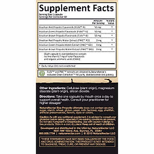NaturaNectar Ultimate Bee Propolis | NSF Contents Certified | Premium Red, Green, Brown Brazilian Propolis | with Flavonoids and PWE | Ethical Beekeeping & Naturally Sourced | 60 veggie capsules