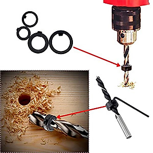 Cheerock Drill Bit Depth Stop Collar Set 7Pcs&8Pcs Adjustable Stop Ring for Precise Punching Measurement Depth Fixed