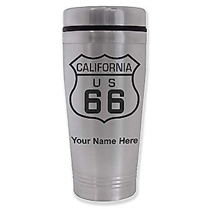 LaserGram 16oz Commuter Mug, Route 66 California, Personalized Engraving Included
