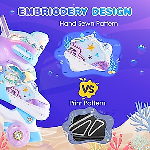 Mermaid Kids Roller Skates Adjustable Roller Skates with Light Up Wheels for Kids, Beginner, Girls, Boys Outdoor Roller Skating for Toddlers, Skating Shoes for Ages 3-12