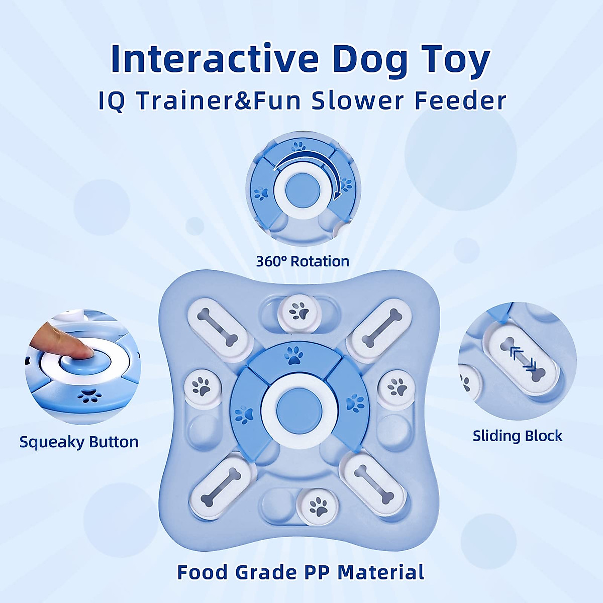 FULUWT Dog Puzzle Toys, Interactive Dog Toys for Boredom and Stimulating, Dog Food Puzzle Feeder for Fun Slow Feeding for Puppies, Cats, Small, Medium, Large Dogs.