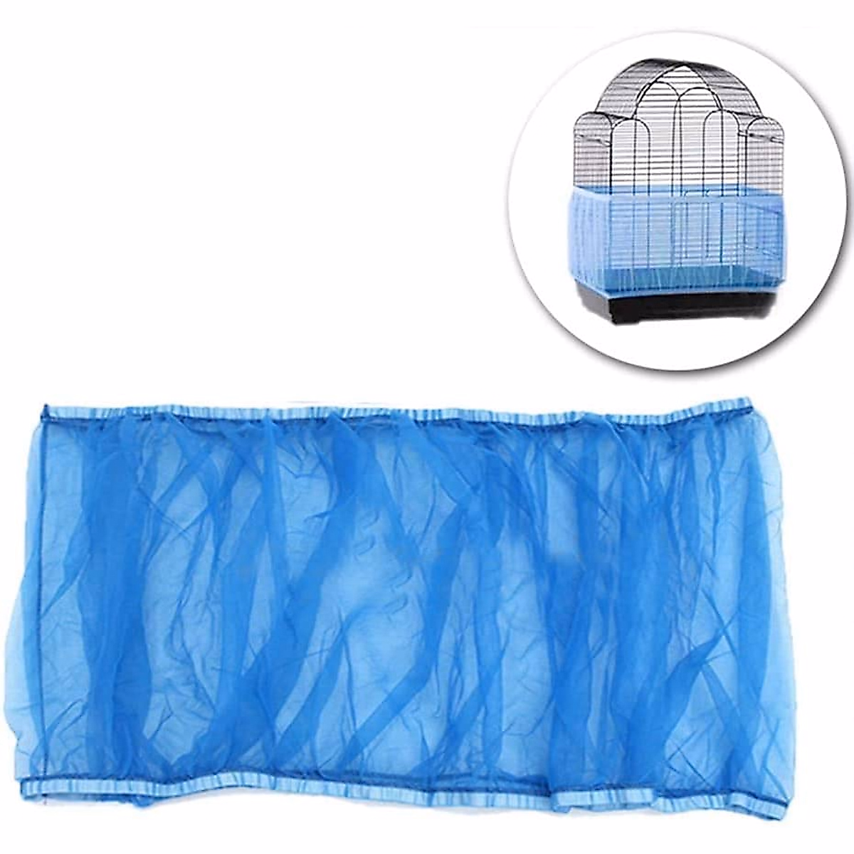 Zerodis Bird Cage Dustproof Gauze, 4 Colors Large Size Ventilated Nylon Bird Cage Cover Elastic Mesh Band Pet Products(Blue)