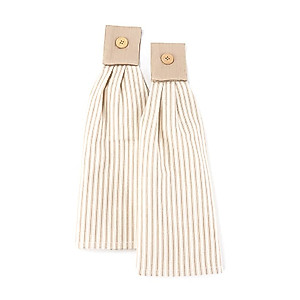 Hanging Kitchen Towels - Tan Ticking Stripe - Sets of 2