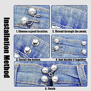 Adjustable Jeans Button Pin，No Need to Sew Jeans Button Needles，Waist Jeans Button Tightener for Women Man. (Gun)
