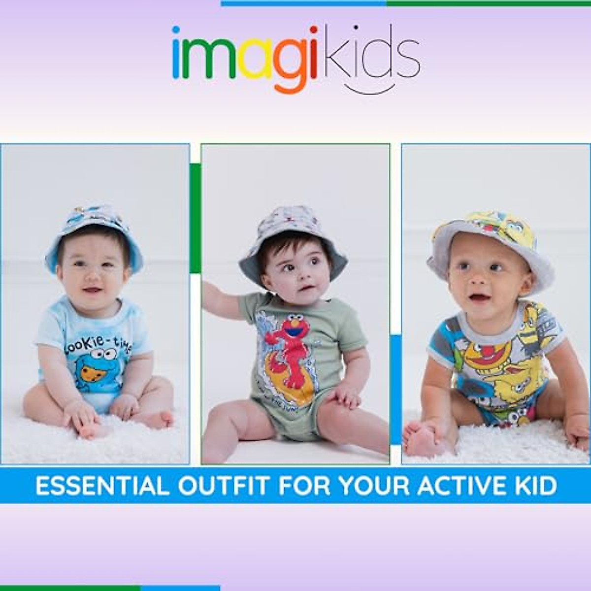 Sesame Street Elmo Cookie Monster Big Bird Infant Baby Boys Romper and Hat Multicolor 24 Months