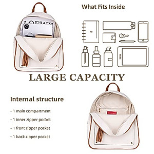 Montana West Anti Theft Mini Backpack Purse for Women Cute School Backpack for Teen Girls with Secured Zipper & Tassel, Beige & Brown
