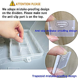 DUOFIRE Plastic Organizer Container Storage Box Adjustable Divider Removable Grid Compartment for Jewelry Beads Earring Container Tool Fishing Hook Small Accessories（15 grids，White x 4）