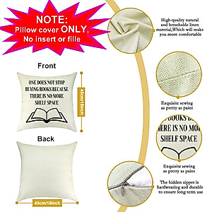 Sazuwu Book Lovers Gift for Women Pillowcase Reading Lovers Gift Librarian Gifts Throw Pillow Case Motivational Sign Cotton Linen Home Decorative Pillow Cover Inspirational Cushion Cover
