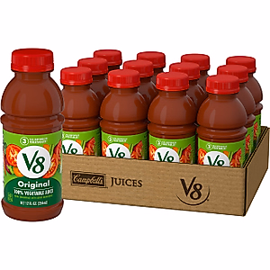 V8 Original 100% Vegetable Juice, Vegetable Blend with Tomato Juice, 12 fl oz Bottle (Pack of 12)