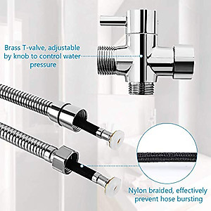 Handheld Bidet Sprayer for Toilet, Stainless Steel Bathroom Bidet Sprayer Set with Anti-Leaking Hose & 2 Water Pressure, Perfect for Feminine Wash, Cloth Diaper Cleaning, Baby Wash & Pets Shower