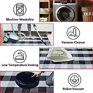 pinyan Cotton Buffalo Plaid Rugs 27.5"x43"(2.3'x3.6'),Complete Home Rug Hand-Woven, Indoor/Outdoor Use,Black & White Checkered Rug-Layered Door Mats, Washable for Front Porch, Kitchen, Farmhouse